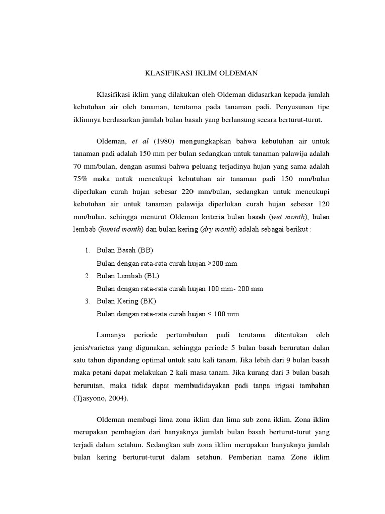 Klasifikasi Iklim Oldeman | PDF