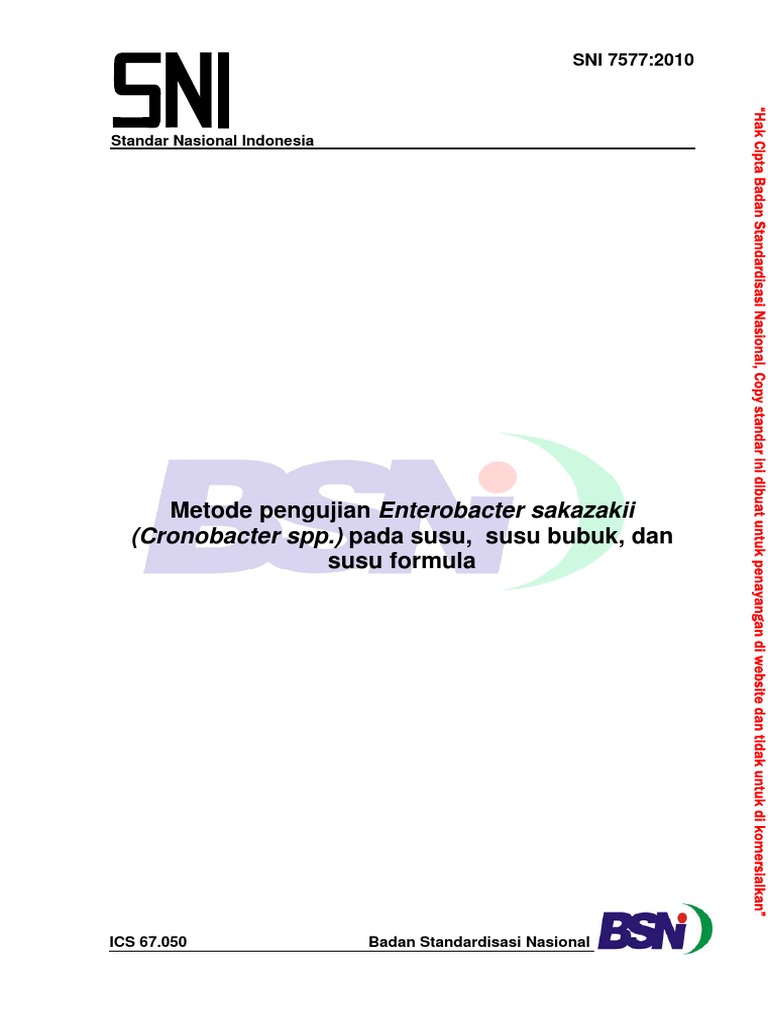SNI 7577-2010 Metode Pengujian Enterobacter Sakazakii (Cronobacter SPP ...