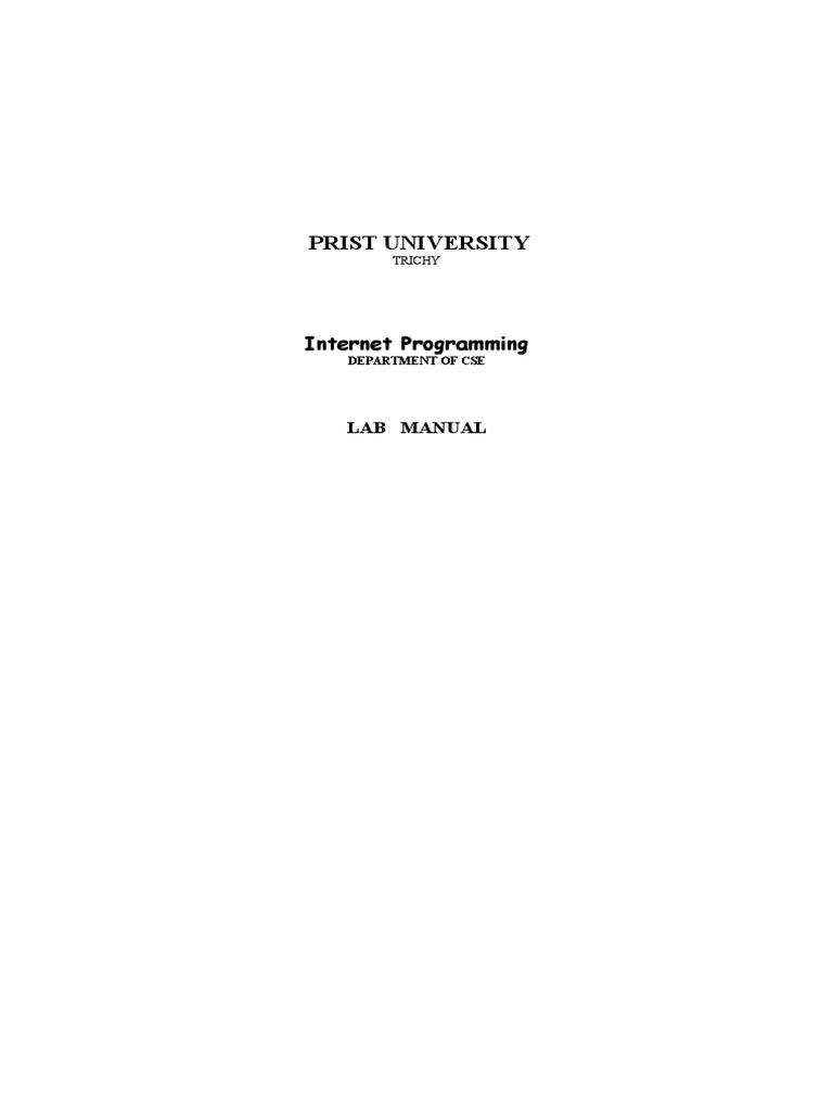 Internet Programming LAB MANUAL | PDF | Java Servlet | Java (Programming Language)