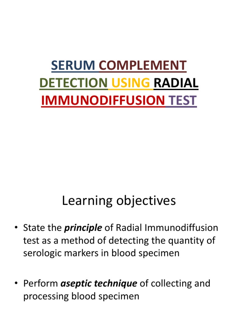 Serum Complement Detection Using Radial Immunodiffusion Test | PDF ...