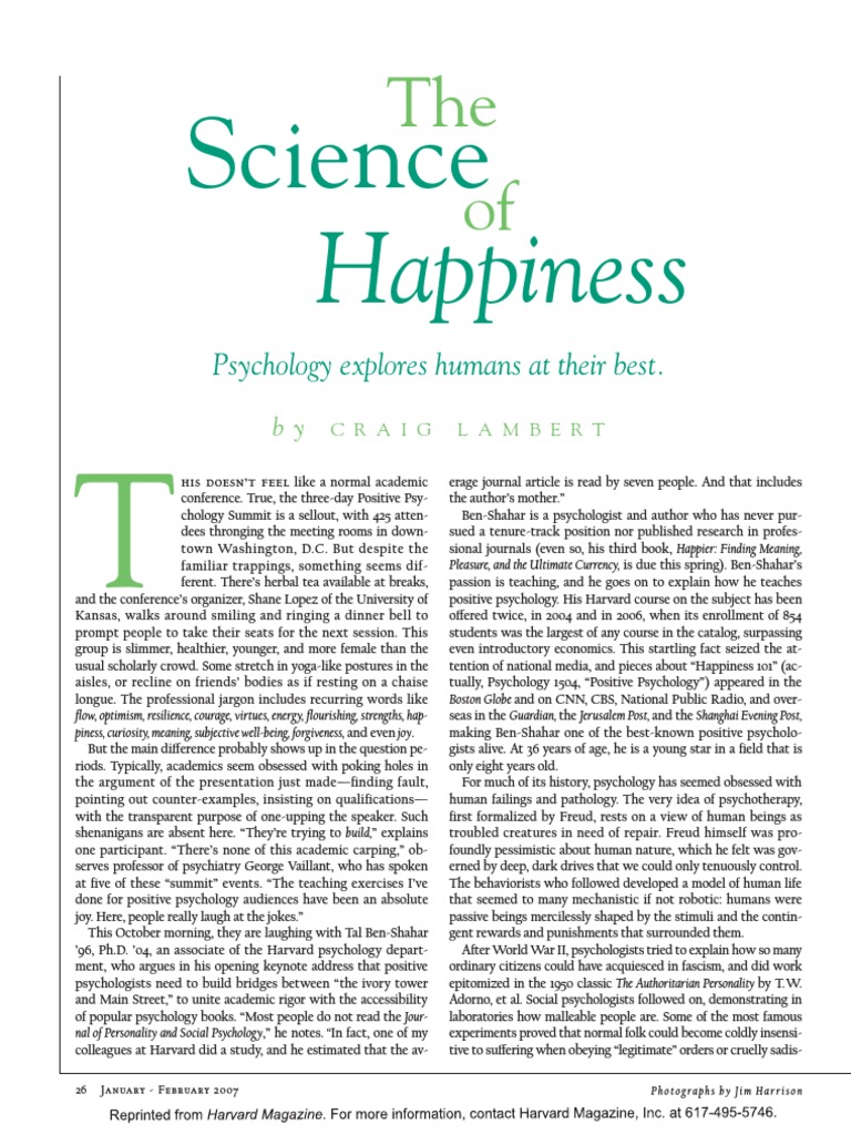 Science of happiness | Popular Psychology | Psychology & Cognitive Science