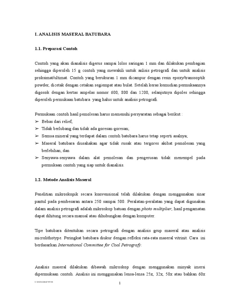 Prosedur Maseral Analisis | PDF