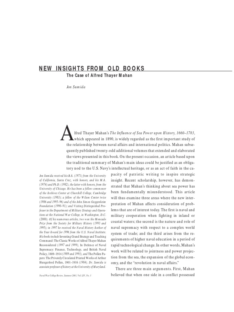 NEW INSIGHTS FROM OLD BOOKS - The Case of Alfred Thayer Mahan, de Jon ...