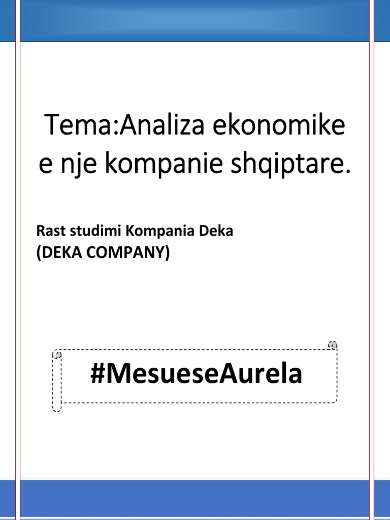 Analiza Ekonomike e Kompanise Deka | PDF