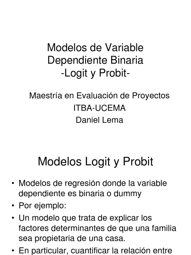 Modelos Logit y Probit en Evaluación | PDF | Métodos y materiales de enseñanza