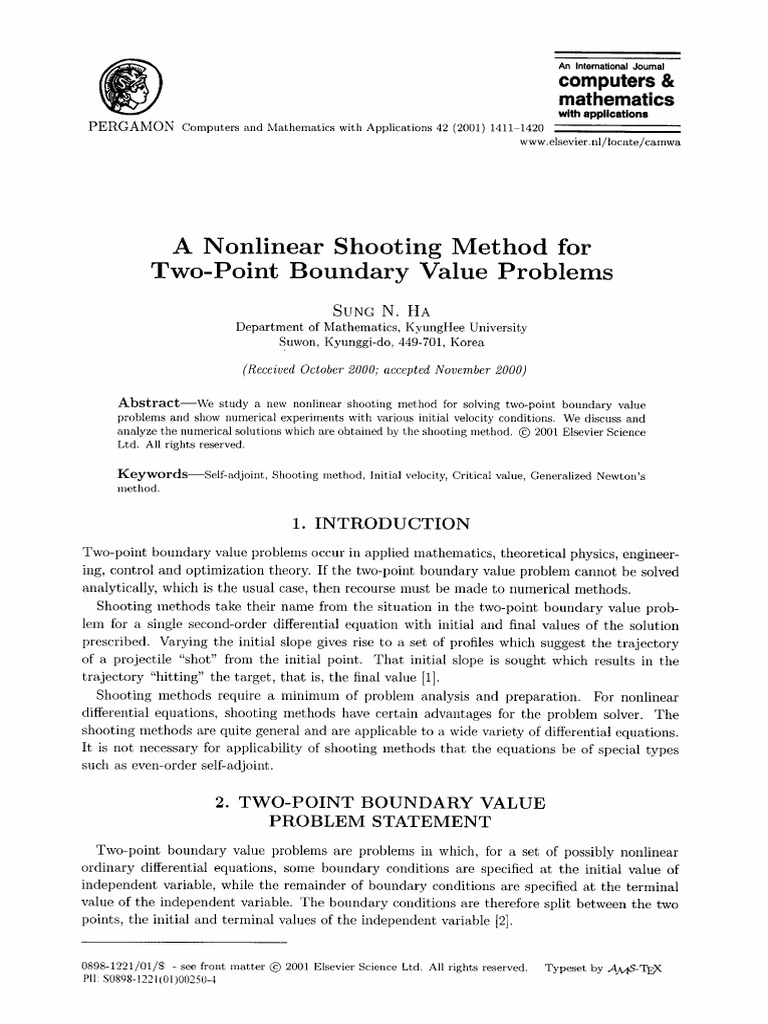 A Nonlinear Shooting Method For Two-Point Boundary Value Problems | PDF ...