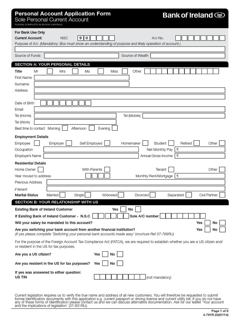 Personal Account Application Form | PDF | Overdraft | Annual Percentage ...