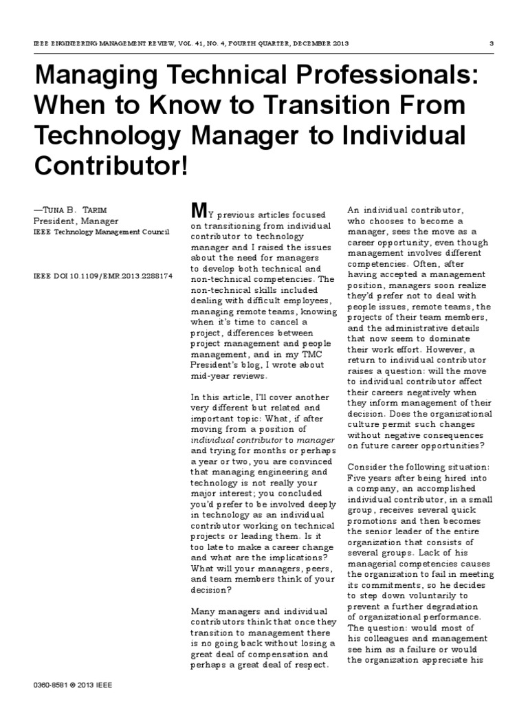 Managing Technical Professionals | PDF | Institute Of Electrical And ...