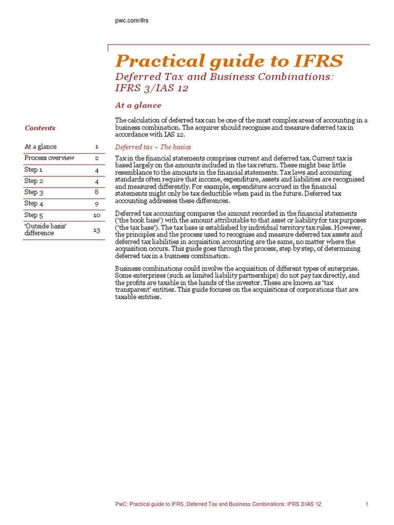 Deferred Tax and Business Combinations: IFRS 3/IAS 12 | PDF | Goodwill ...