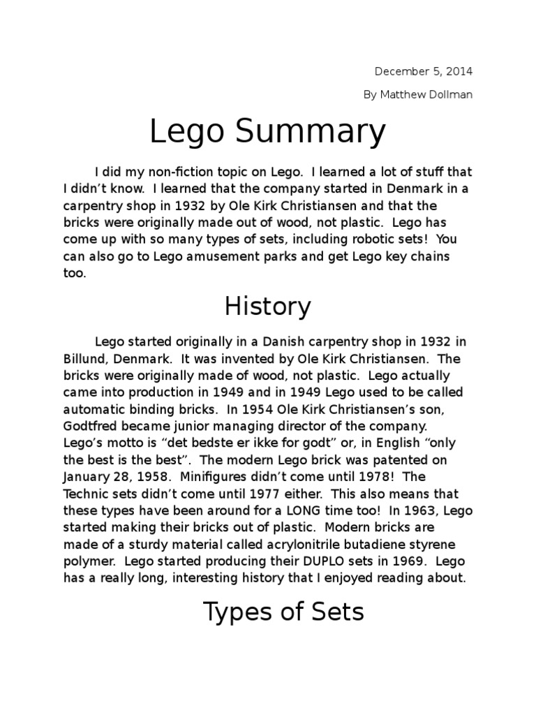 Lego Summary | PDF | Lego | Plastic Toys