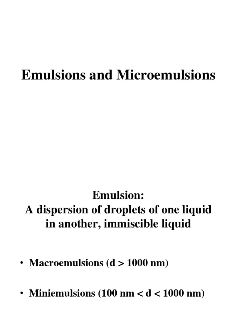 Understanding Microemulsions and Their Uses | PDF | Emulsion | Chemical ...