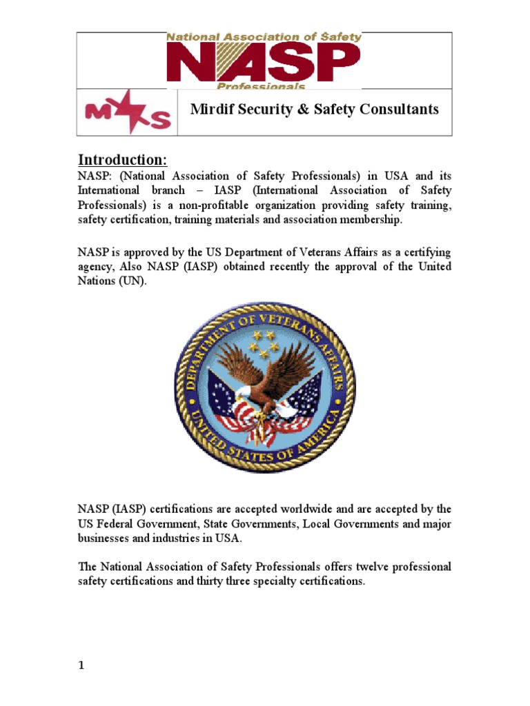 1-Introduction To NASP | PDF | Safety | Occupational Safety And Health