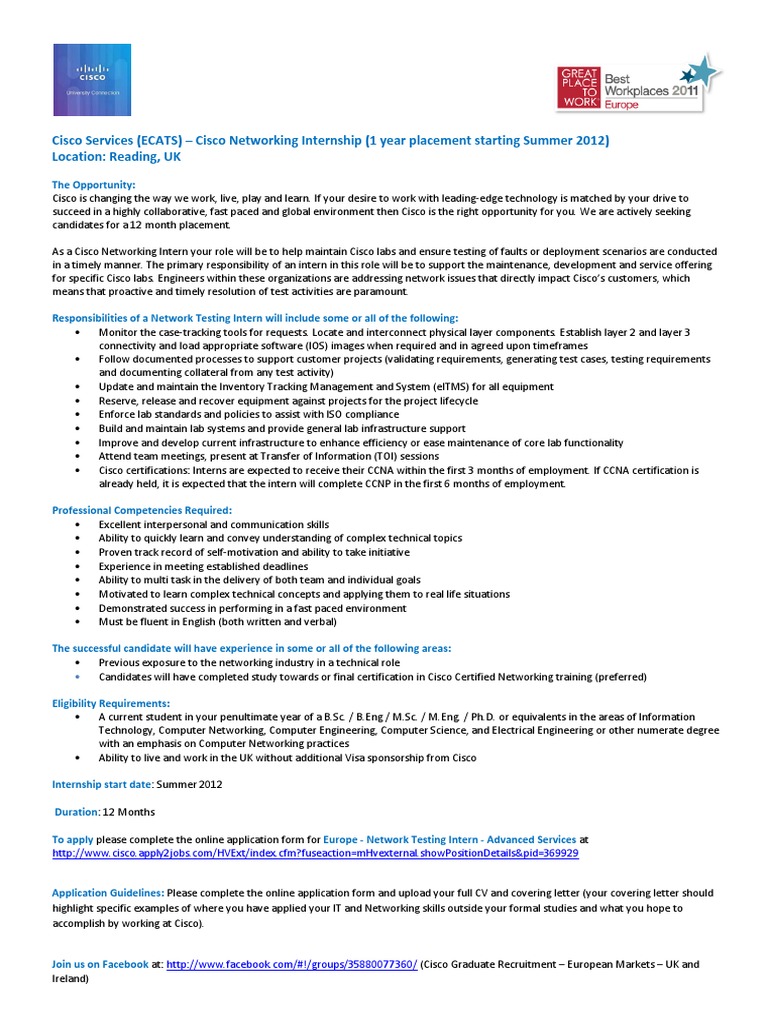 Cisco Internship | Cisco Certifications | Computer Network