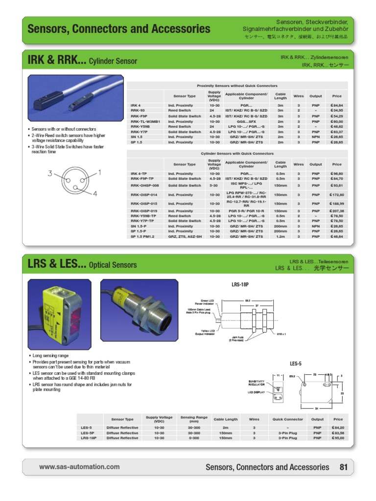 SAS Automation Sensors Connectors & Accessories | PDF | Electrical ...