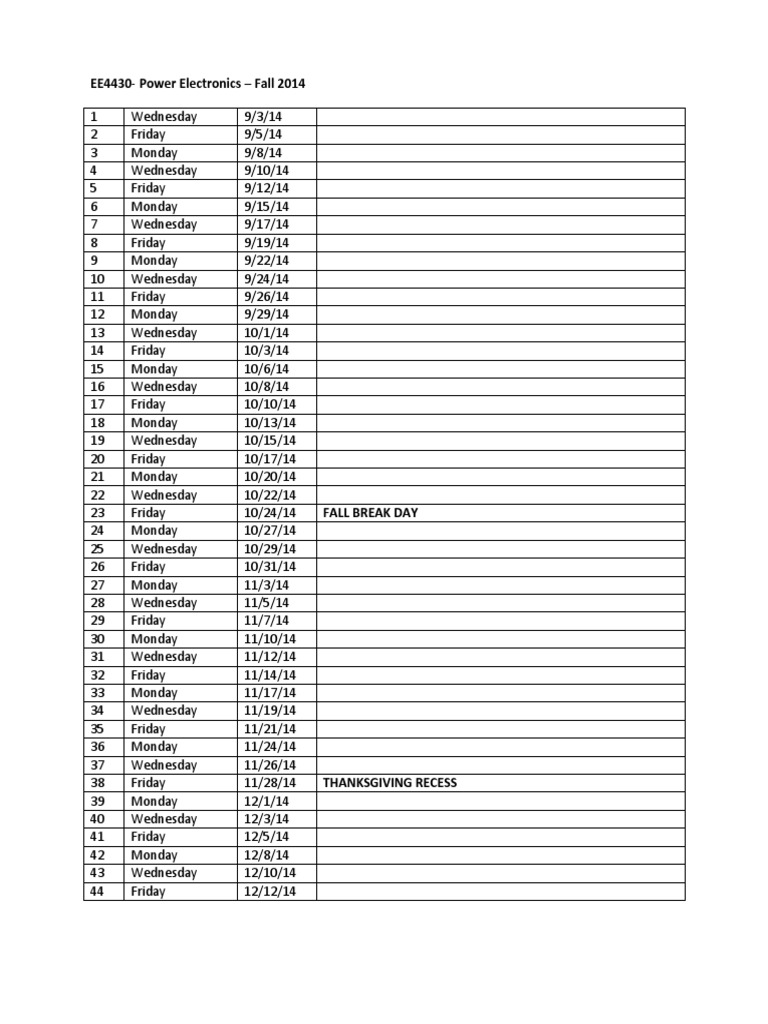 EE4430 - Schedule | PDF | Science & Mathematics