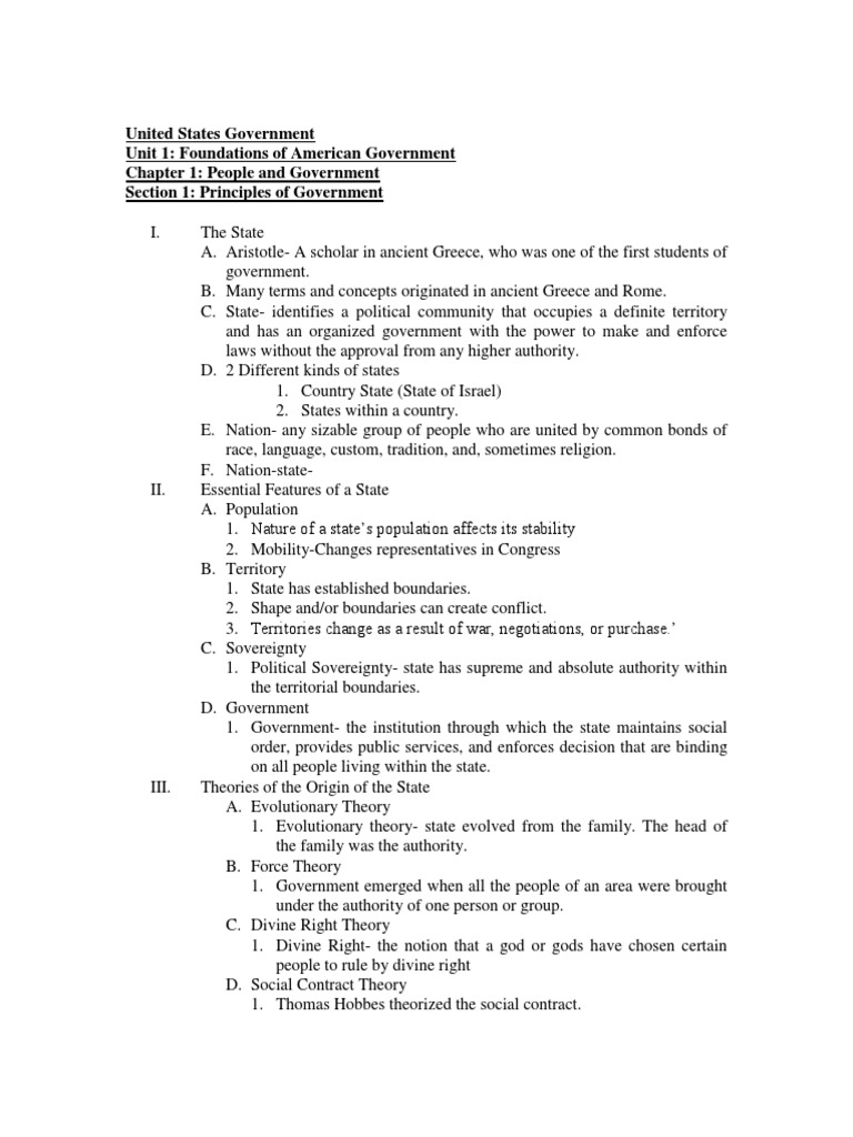 Section 1 - Principles of Government | PDF | Sovereignty | Social Contract