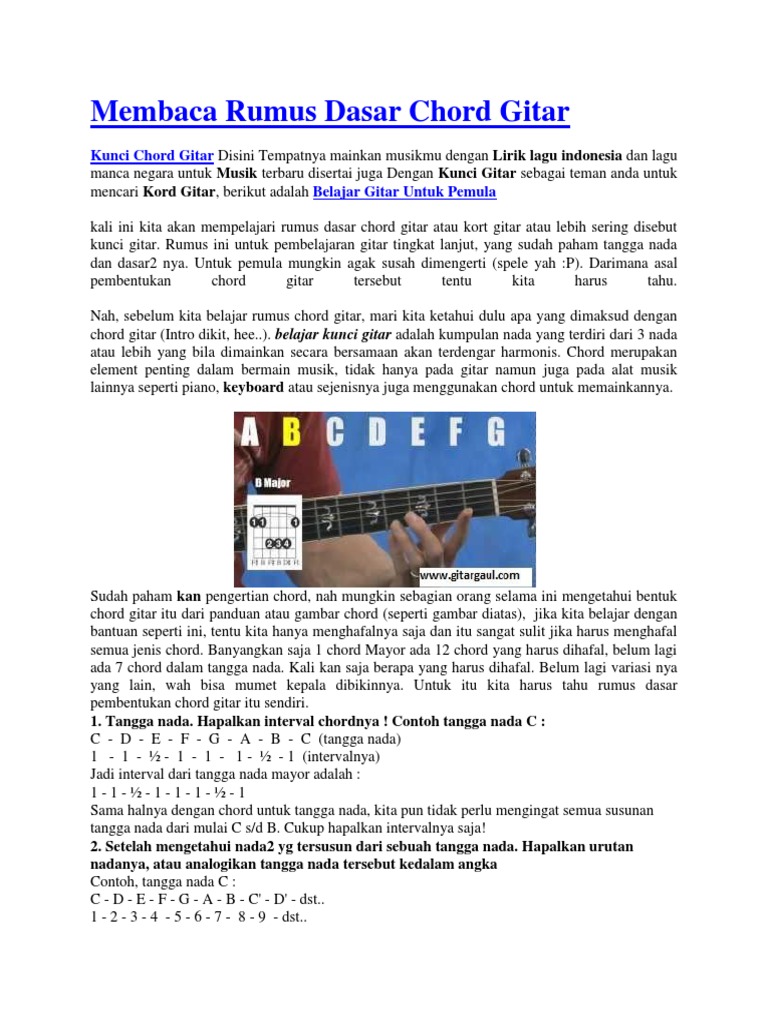 Membaca Rumus Dasar Chord Gitar | PDF