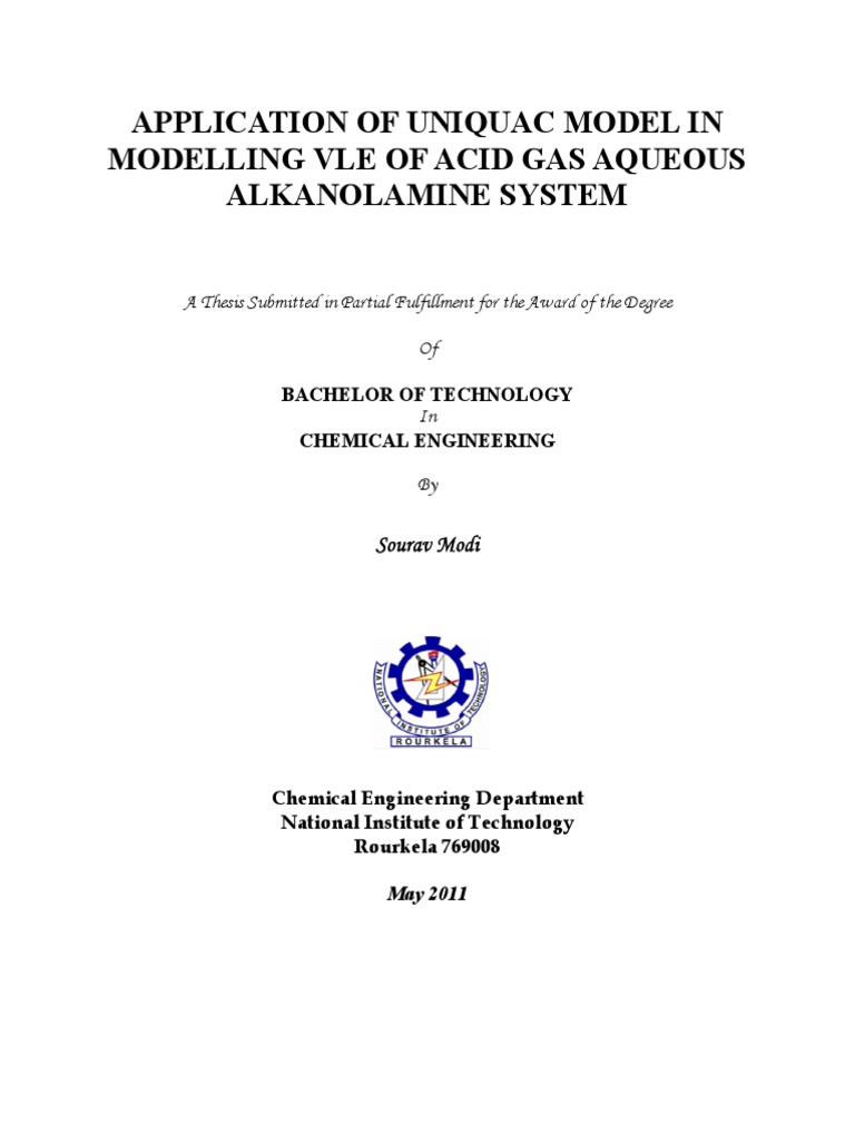Application of UNIQUAC Model in Modeling VLE of | PDF | Chemical ...