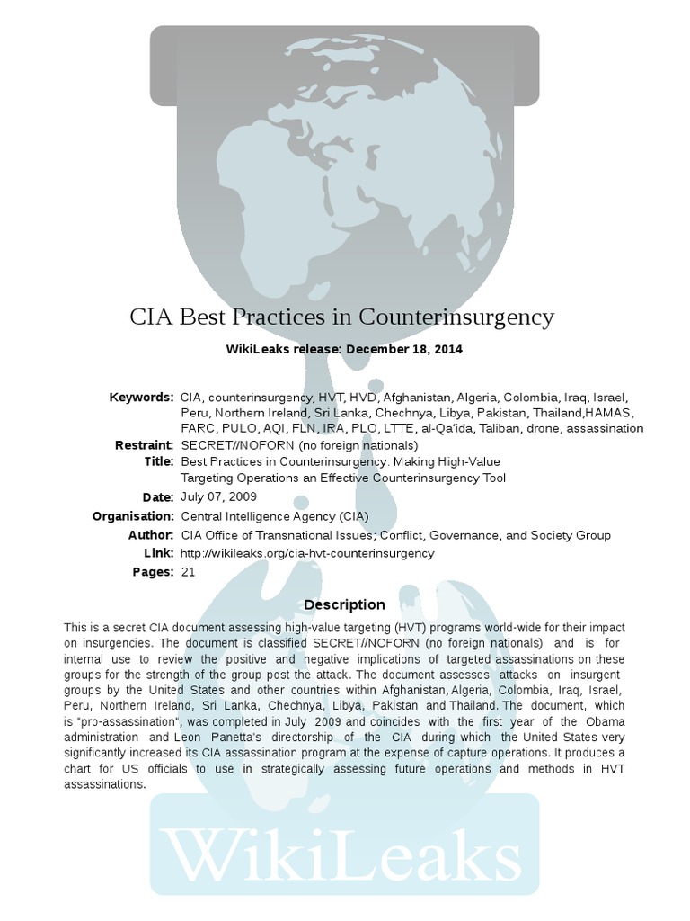 CIA Review of "High Value Target" Assassination Program (2009) | PDF