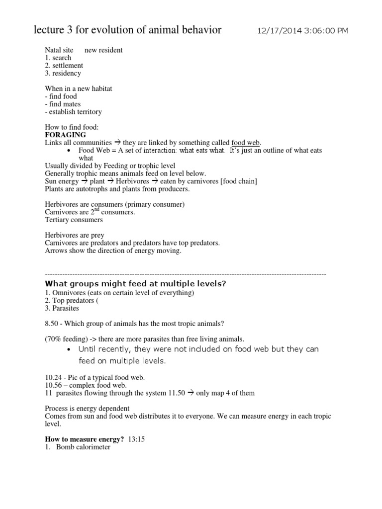 Lecture 3 For Evolution of Animal Behavior | PDF | Food Web | Predation