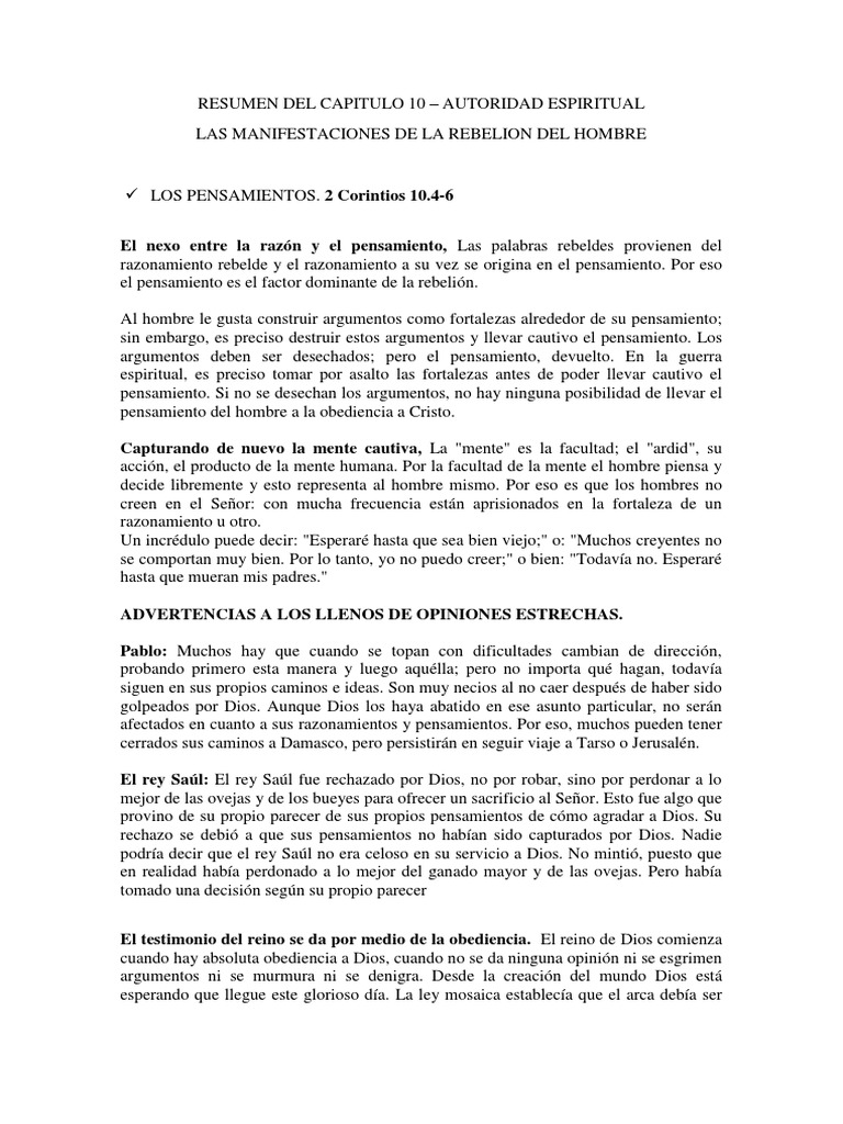 Resumen Del Capitulo 10 | PDF | Libertad | Saulo