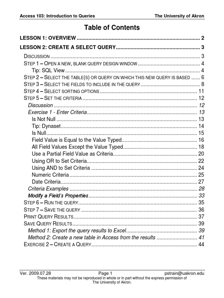 Access Queries | PDF | Sql | Microsoft Excel