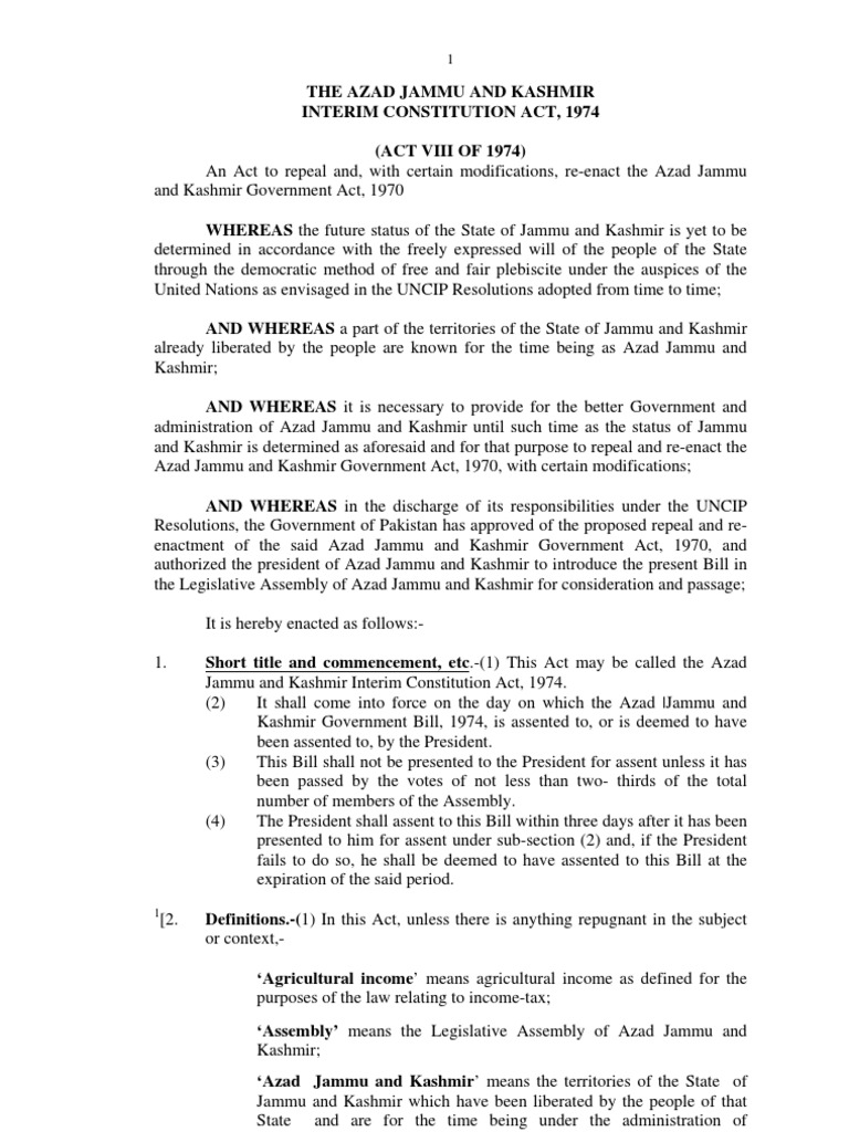 AJK Interim Constitution Act 1974 by Asif Raja | PDF | Pardon | Supreme ...