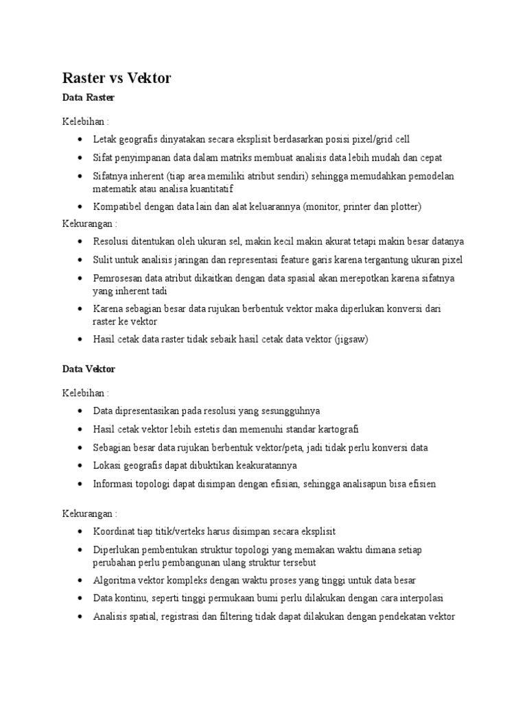 Kekurangan Dan Kelebihan Data Raster Dan Vektor | PDF
