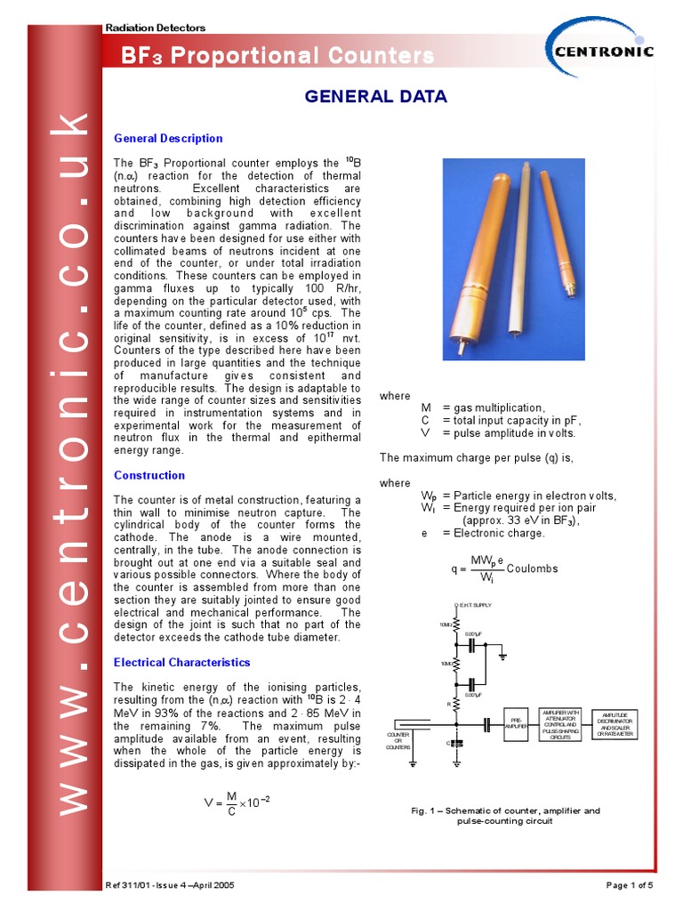 BF3 Proportional Counters Overview | PDF | Amplifier | Neutron