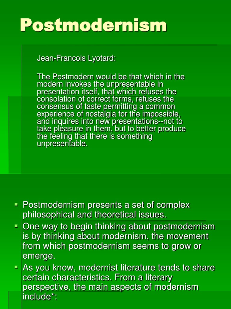 Postmodernism pp general.ppt | Postmodernism | Modernism