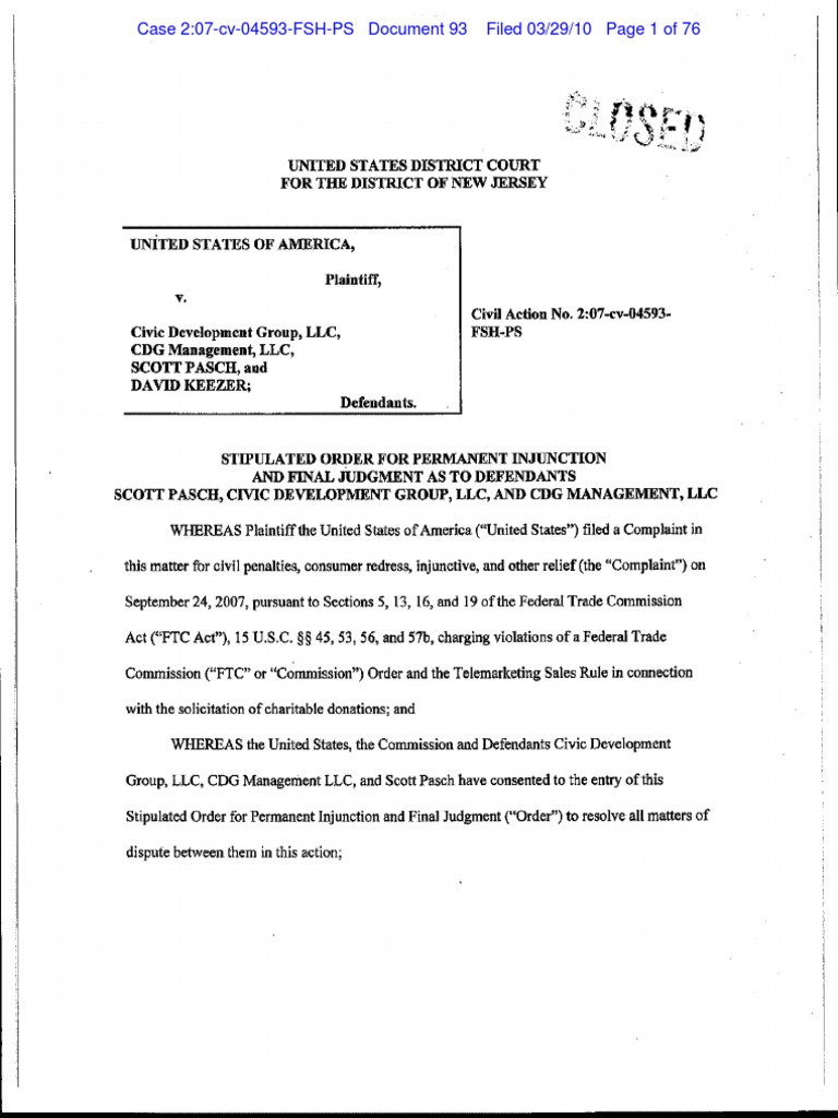 Civic Development Group Inc FTC 2010 Complaint Incuding Scott Pasch Aka ...