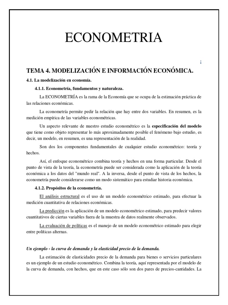 Econometría Tema 4 | Econometría | Teoría del modelo