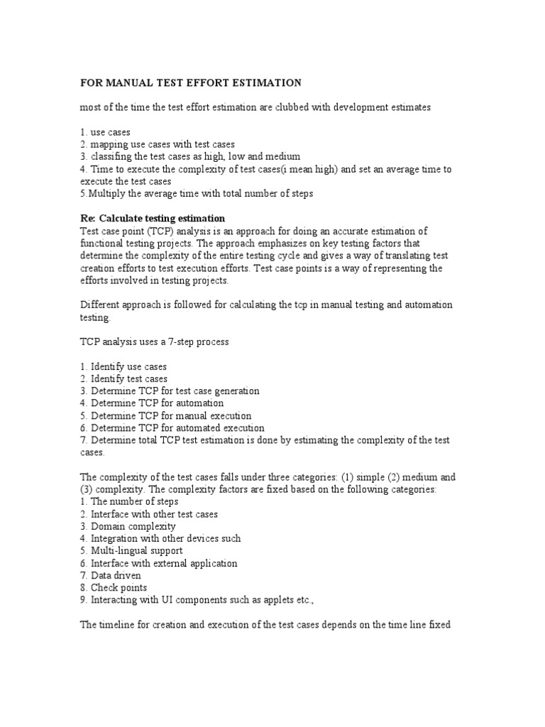 Testing Estimation | PDF | Software Testing | Systems Theory
