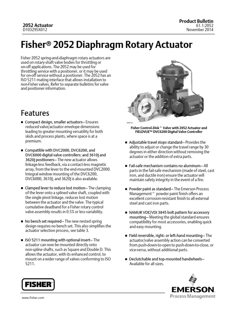 Fisher Diaphragm Rotary Actuator | PDF | Switch | Valve