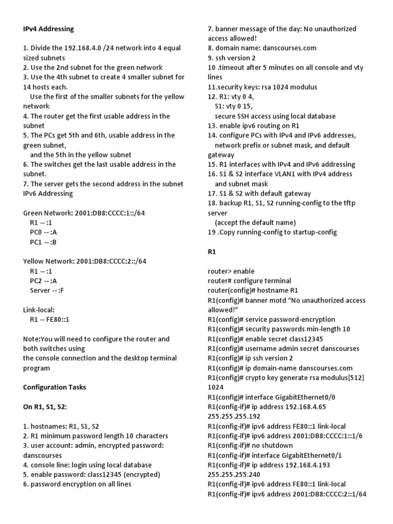Ipv4 and Ipv6 Configuration | PDF | I Pv6 | Internet Protocols