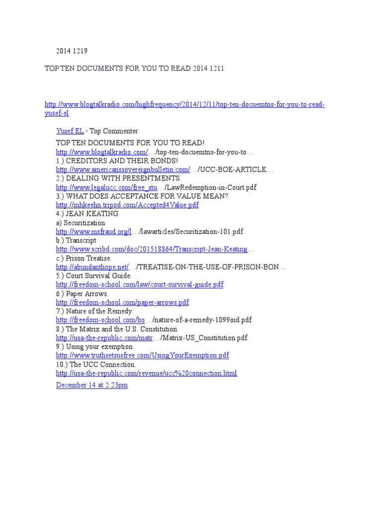 Top Ten Documents For You To Read 2014 1211 1 | PDF