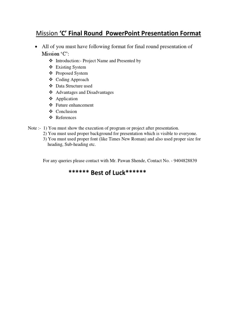 Mission 'C' Final Round Presentation Guide | PDF | Computers