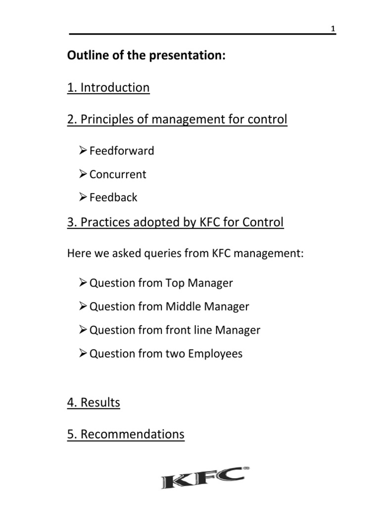 Kfc | Organizational Structure | Fast Food Restaurants