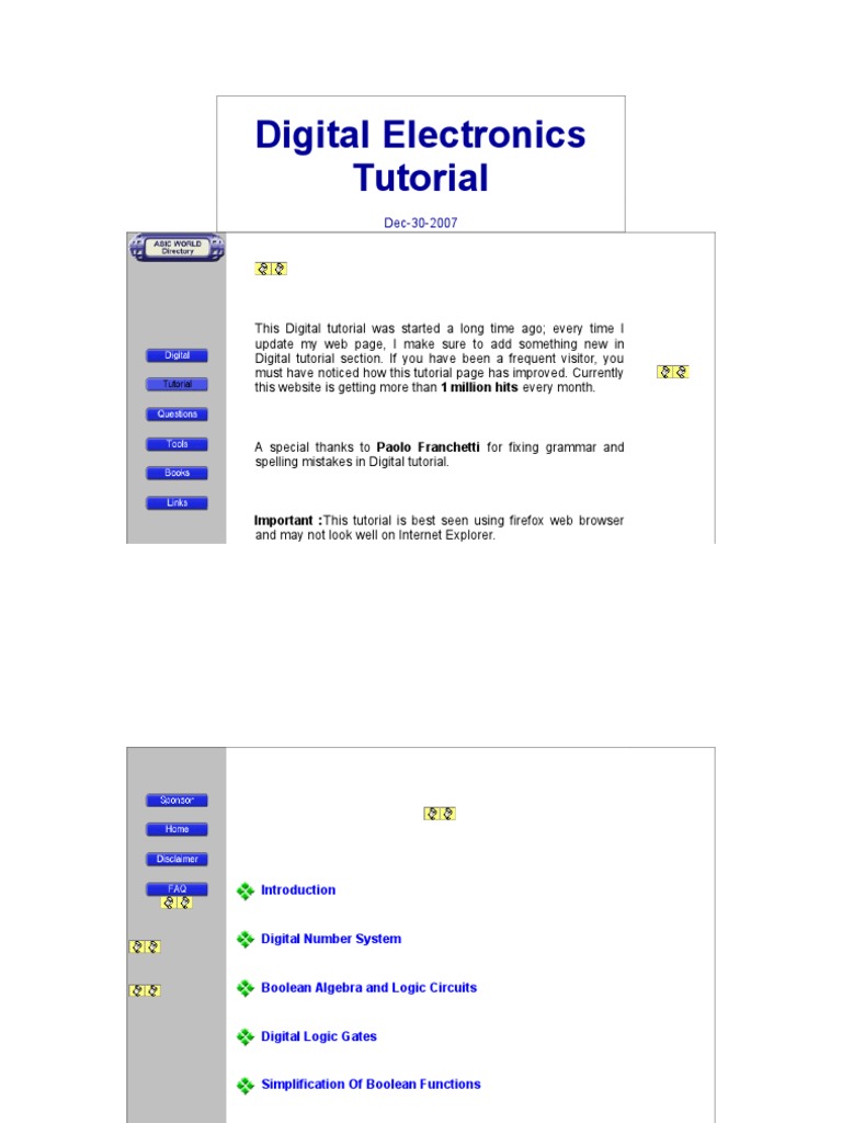 Digital Electronics Tutorial | PDF | Boolean Algebra | Teaching Mathematics