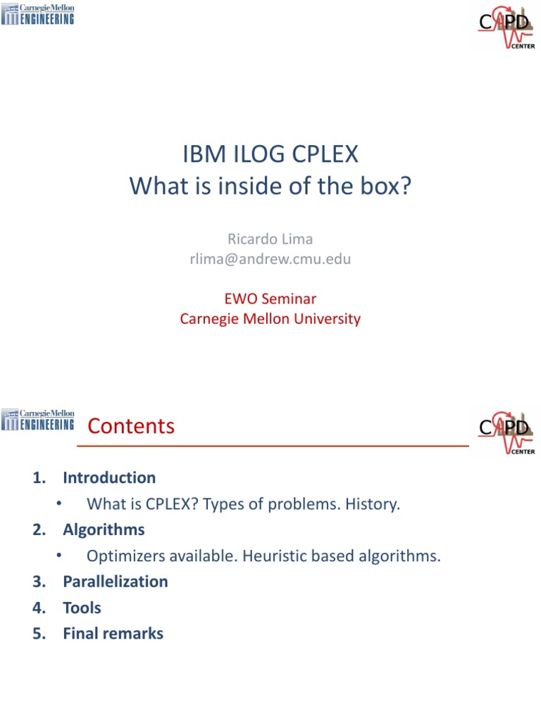 IBM ILOG CPLEX What Is Inside of The Box | PDF | Linear Programming | Mathematical Optimization