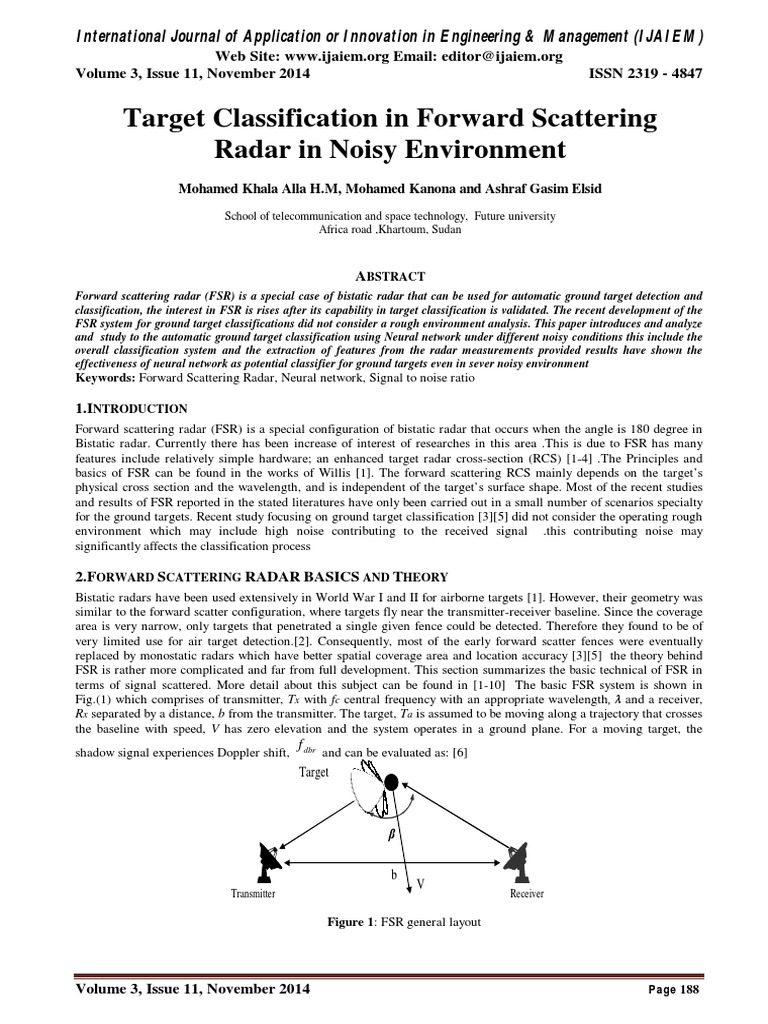 Target Classification in Forward Scattering Radar in Noisy Environment ...