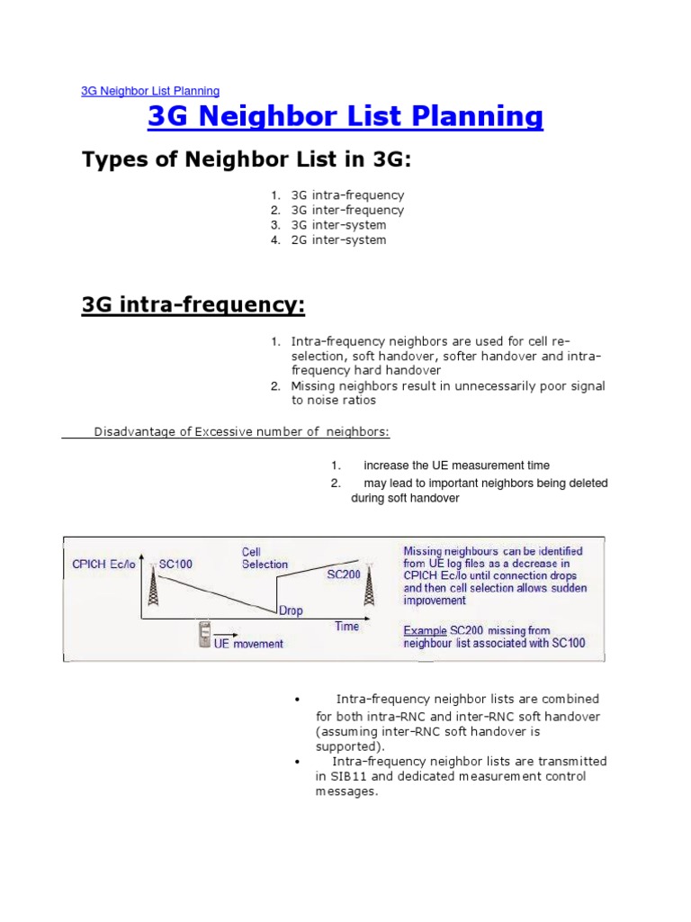 3G Neighbor List Planning | PDF | 3 G | General Packet Radio Service