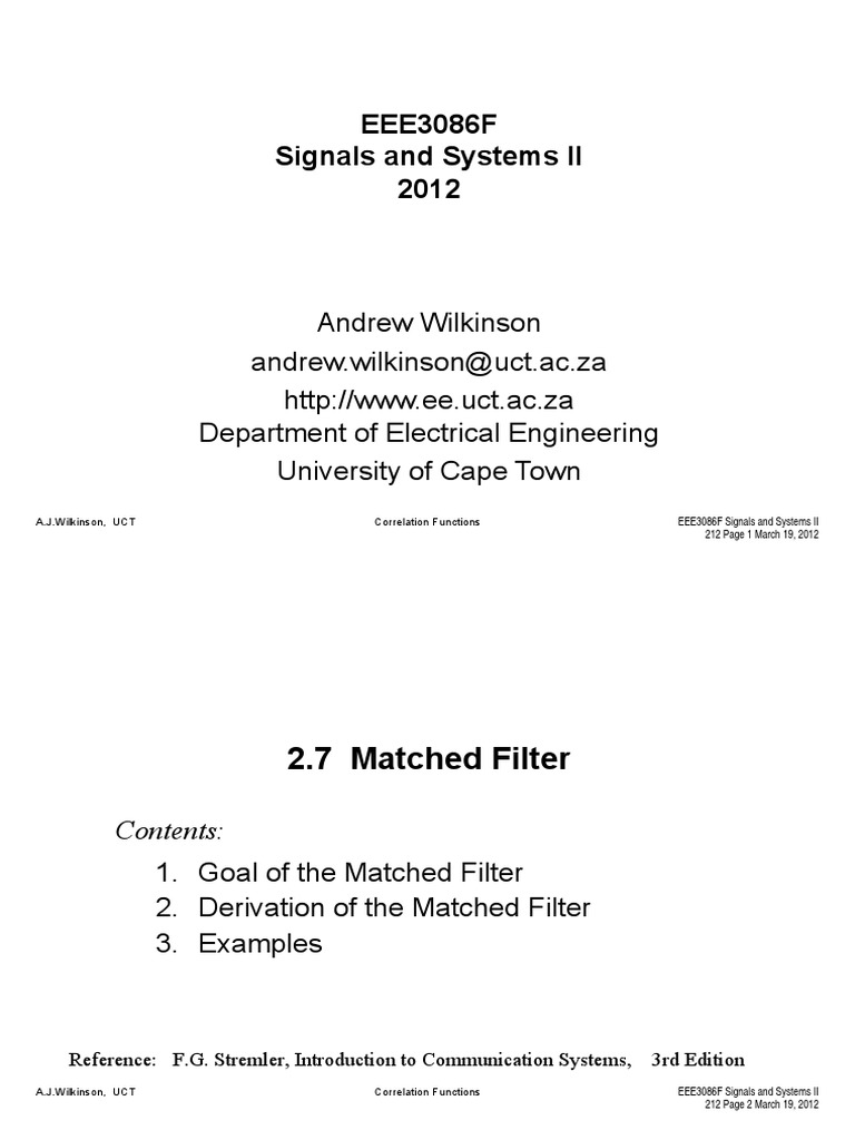 Matched Filter | PDF