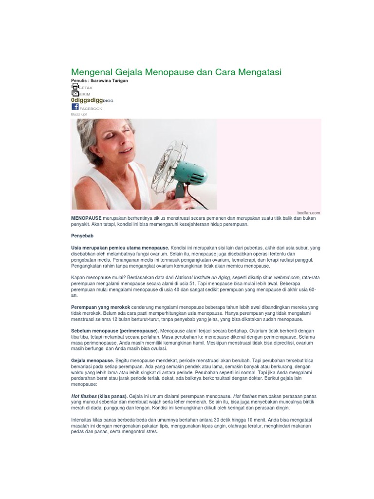 Mengenal Gejala Menopause Dan Cara Mengatasi | PDF