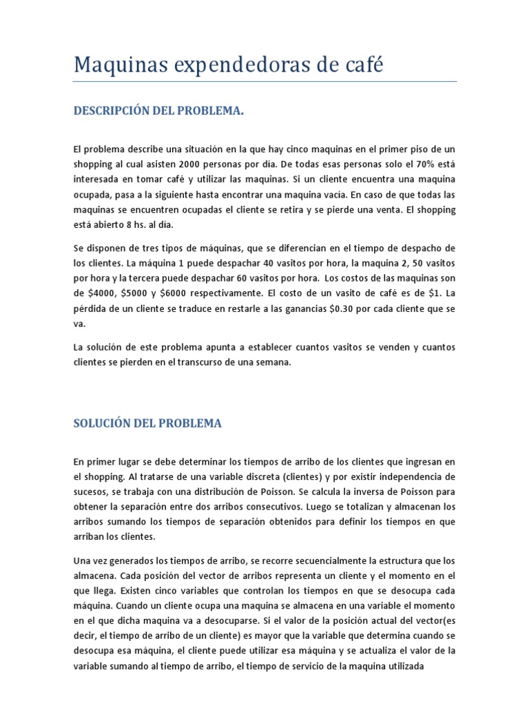 Maquinas Expendedoras de Café | PDF | Programa de computadora ...