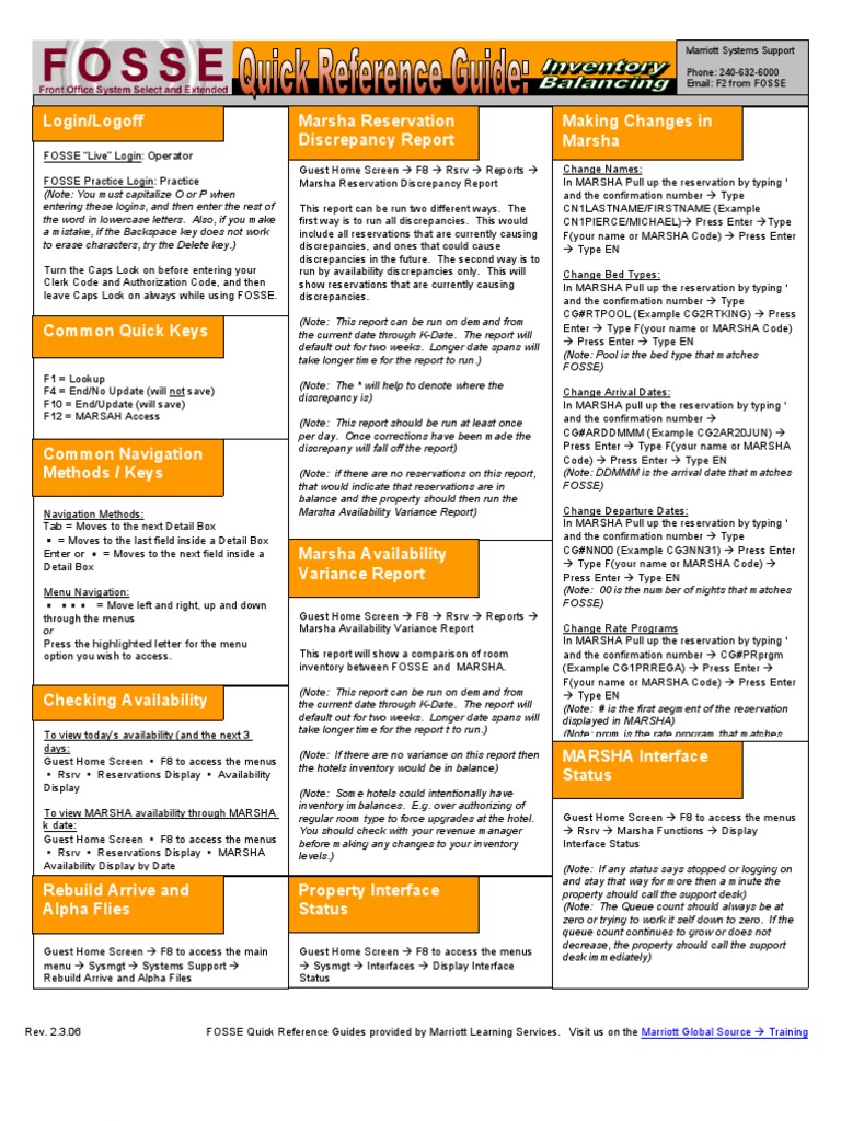 Fosse Quick Reference Guide Inventory Balancing 7 | PDF | Menu ...