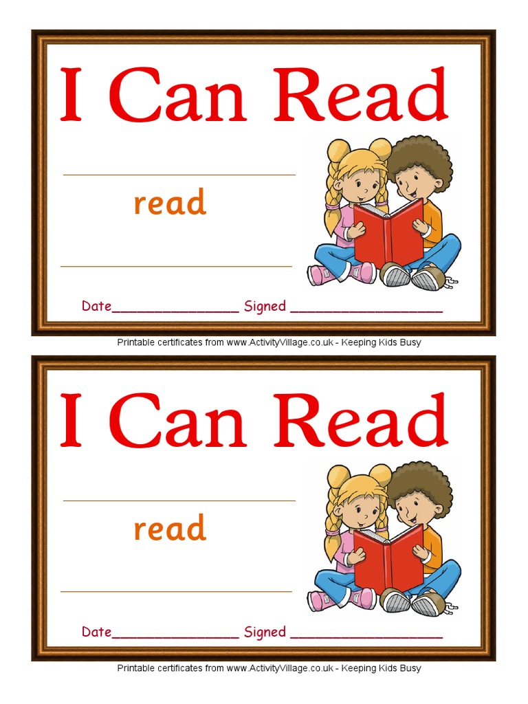 Printable "I Can Read" Certificates | PDF | Career & Growth