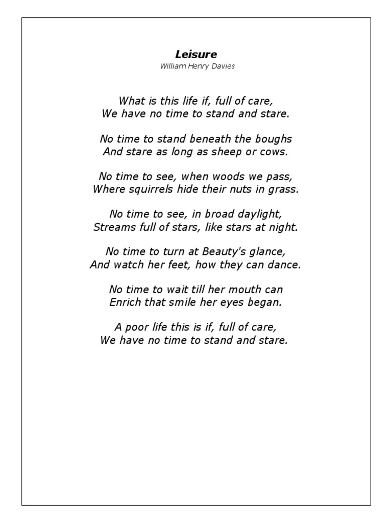 Leisure Poem By William Henry Davies