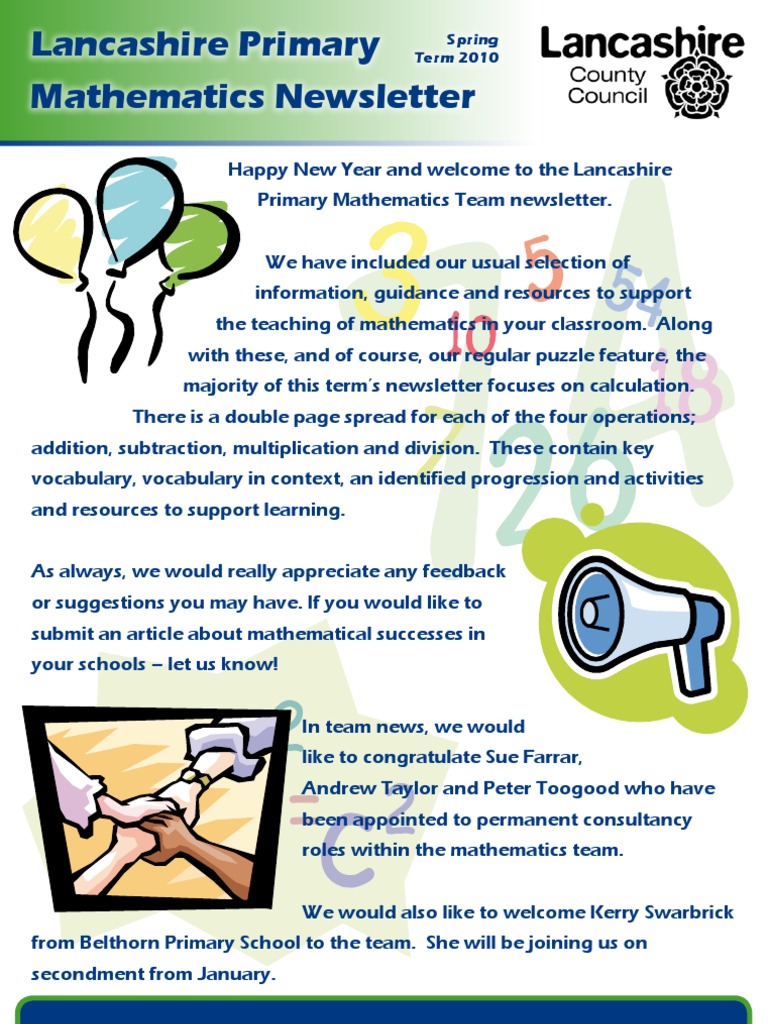 Primary Maths Newsletter - Spring 2010 | Division (Mathematics ...