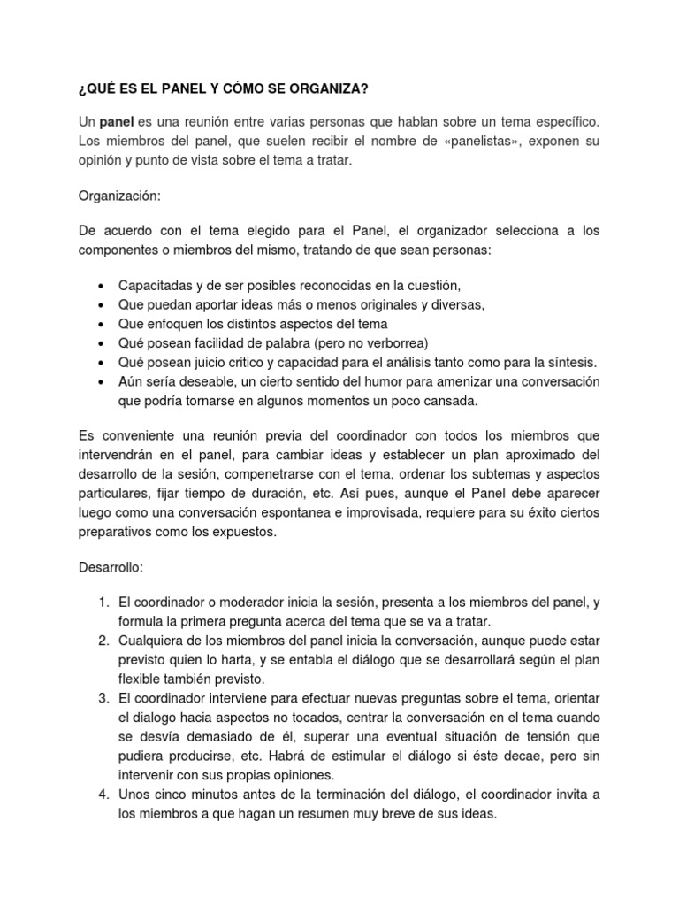 Qué Es El Panel y Cómo Se Organiza | PDF | Razón | Argumento